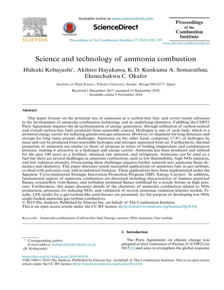 Science and Technology of Ammonia Combustion