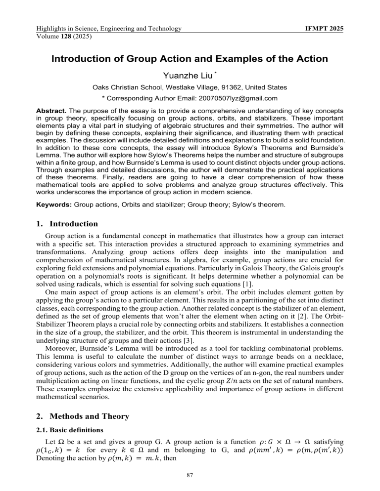 Introduction to Group Action and Examples
