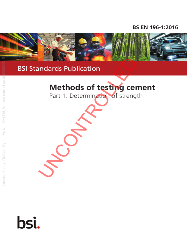 BS EN 196-1:2016 Cement Strength Testing Standard