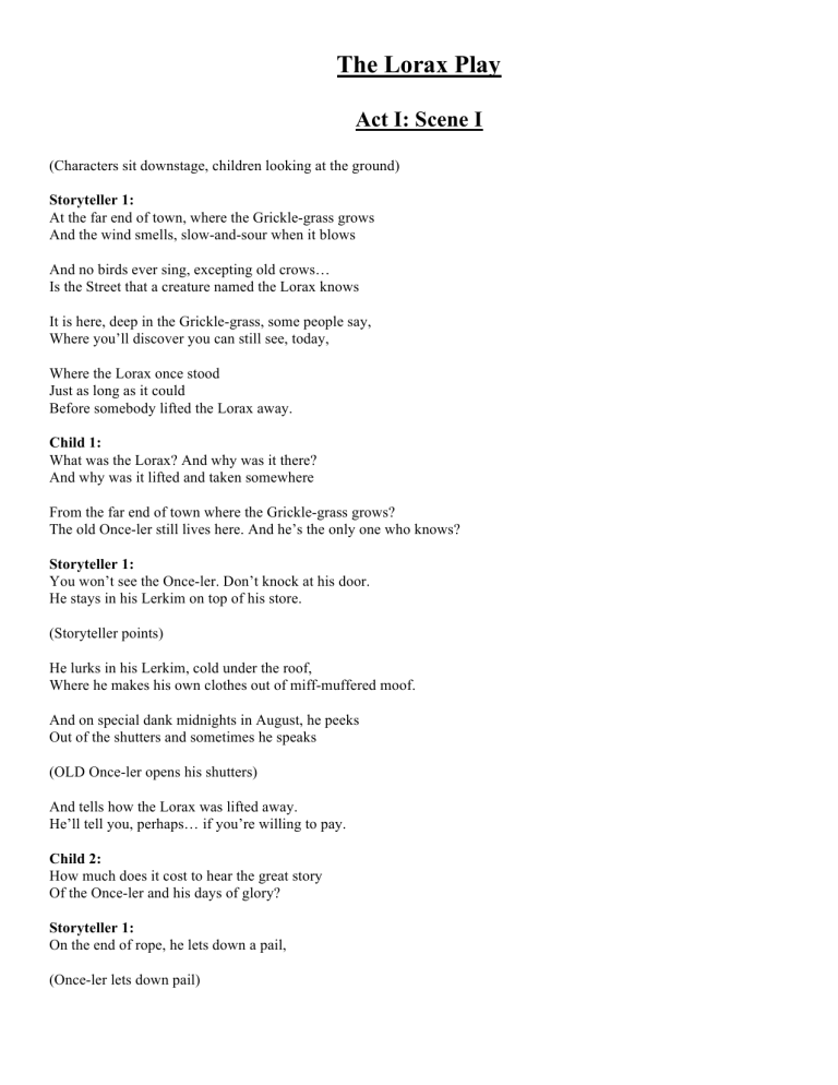The Lorax Play Script - Environmental Education for Kids