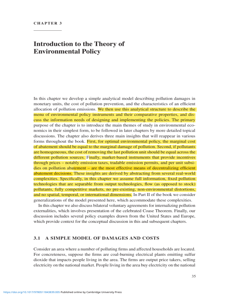 Chapter 3: Introduction to Environmental Policy Theory