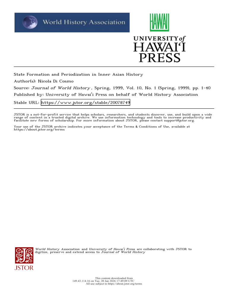 State Formation and Periodization in Inner Asian History