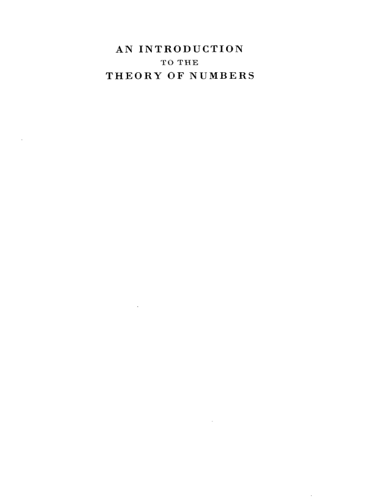 An Introduction to the Theory of Numbers Textbook