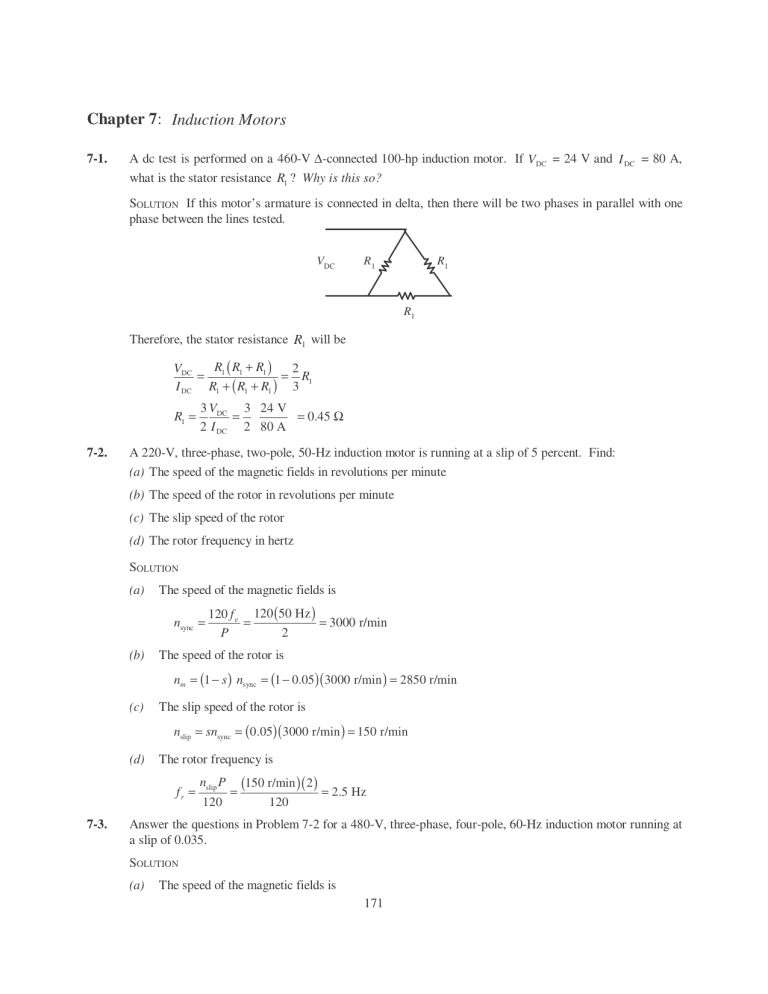 Chapter 7: Induction Motors - Problems & Solutions