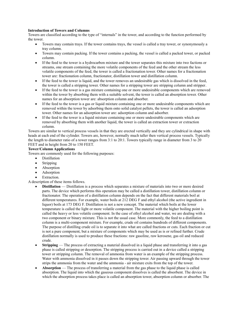 Introduction to Towers and Columns
