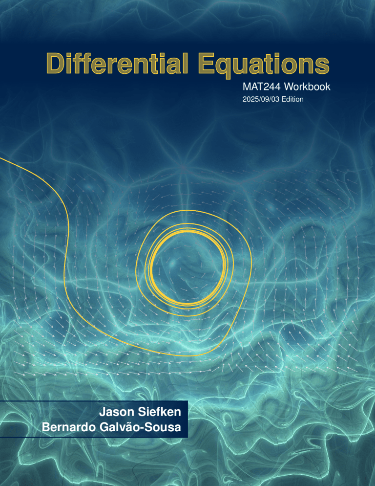 Differential Equations MAT244 Workbook