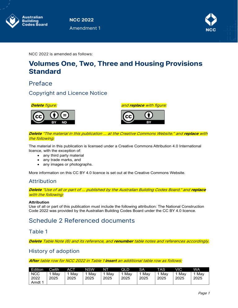 NCC 2022 Amendment 1 - Australian Building Codes Board