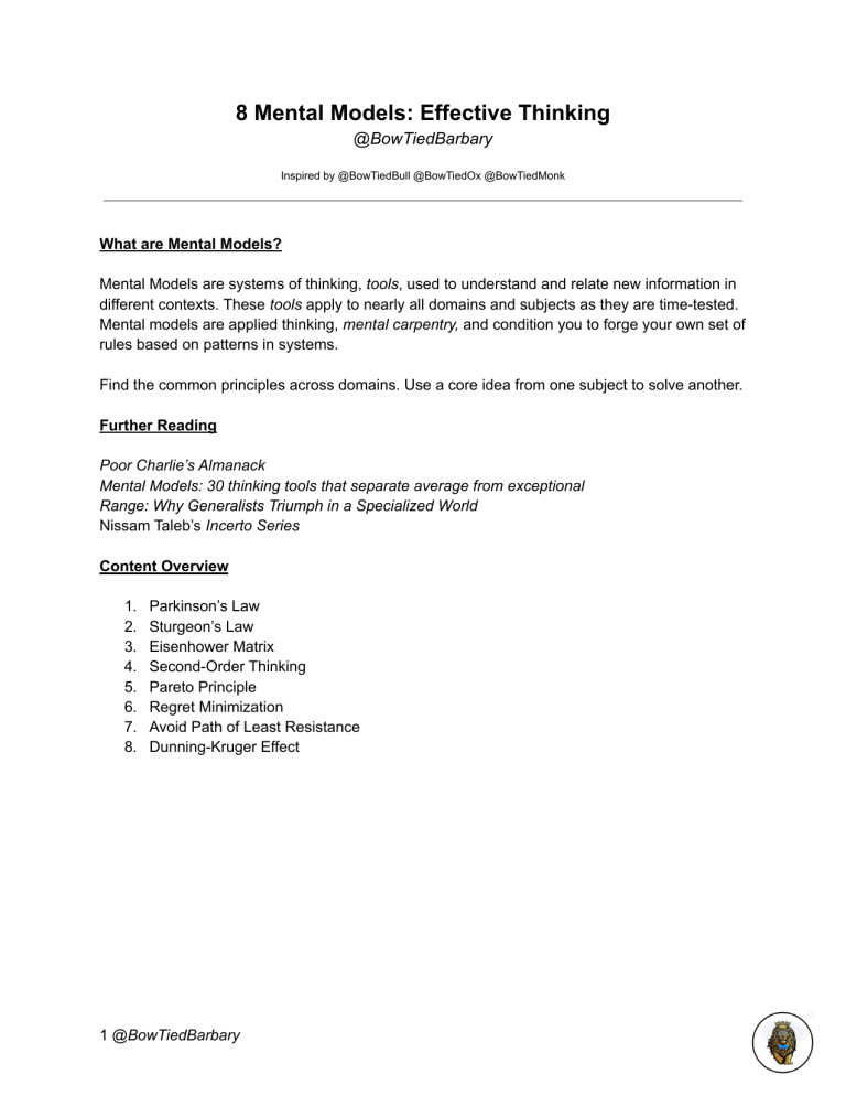 8 Mental Models: Effective Thinking