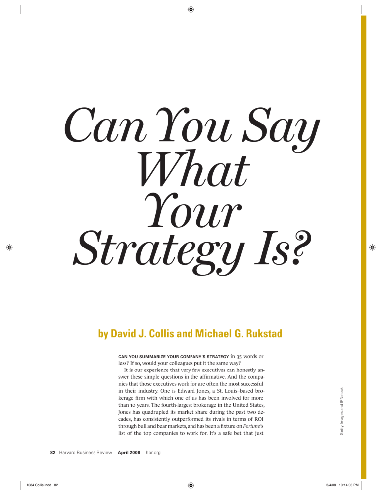 Can You Say What Your Strategy Is? - HBR Article
