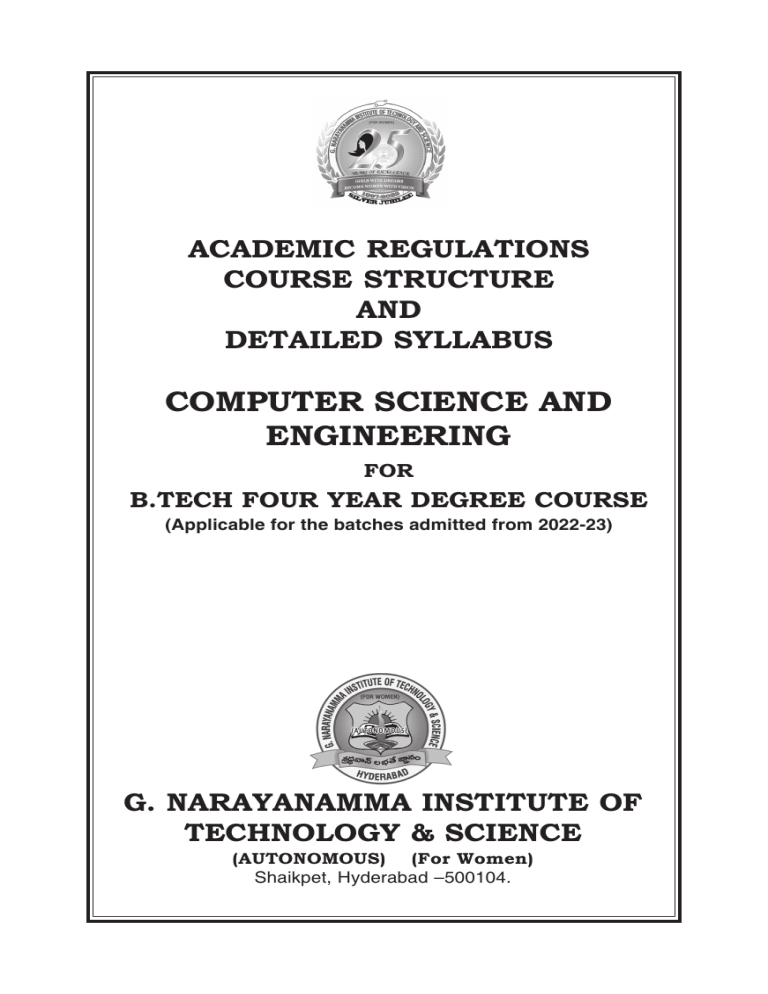 GNITS CSE B.Tech. Syllabus 2022-23