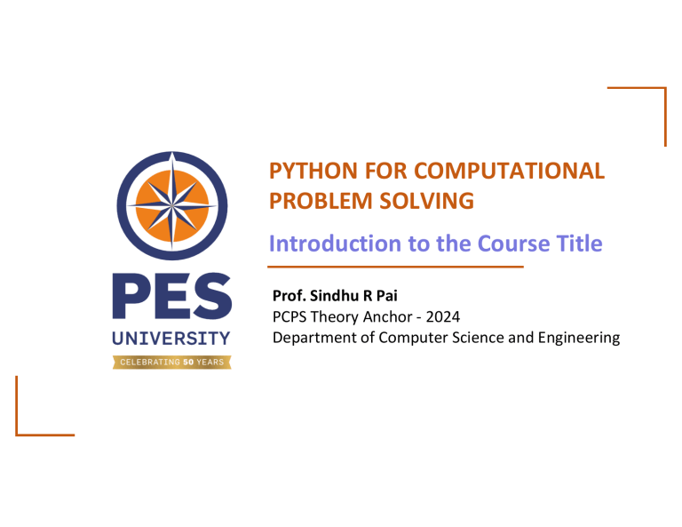 Python for Computational Problem Solving Course
