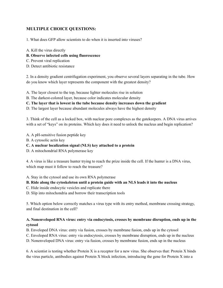 Virology Multiple Choice Questions Quiz
