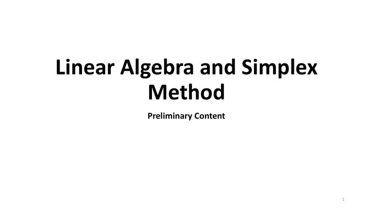 Linear Algebra and Simplex Method Textbook