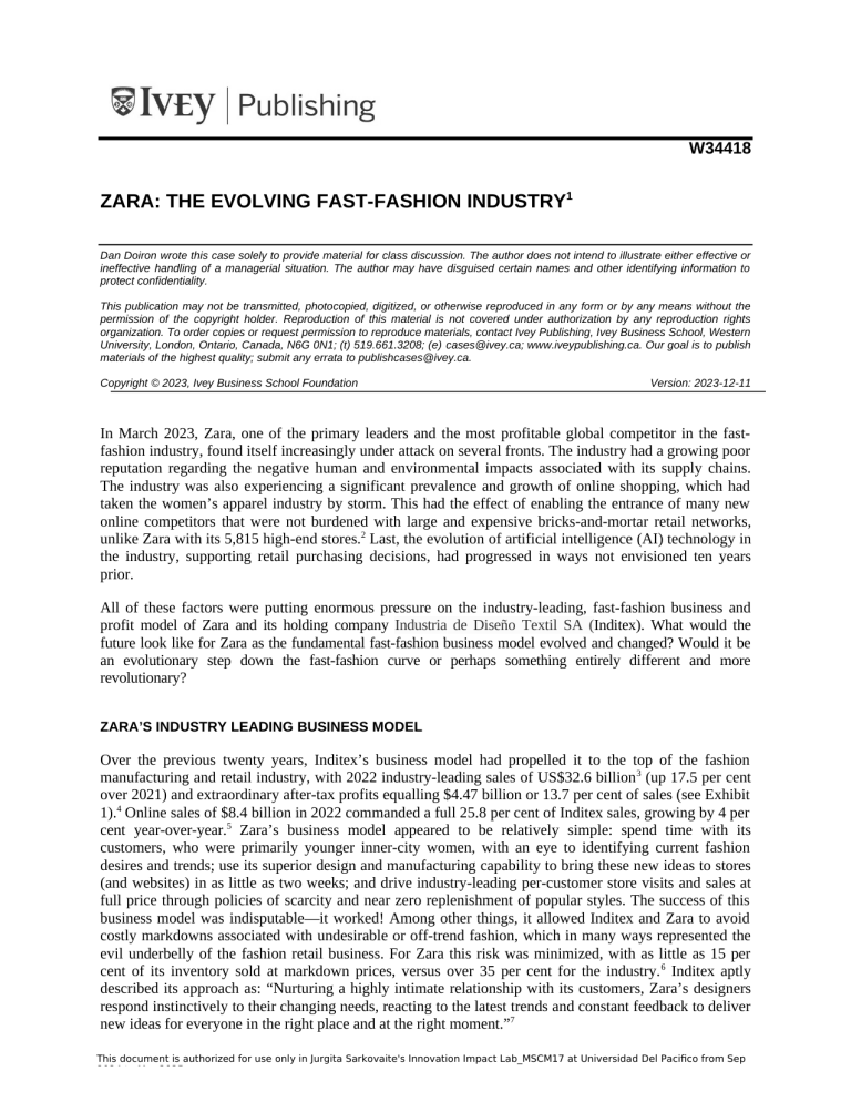 Zara: The Evolving Fast-Fashion Industry Case Study
