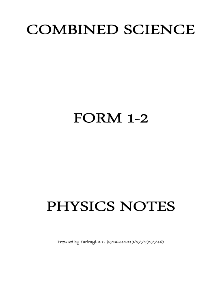 Combined Science Form 1-2 Physics Notes
