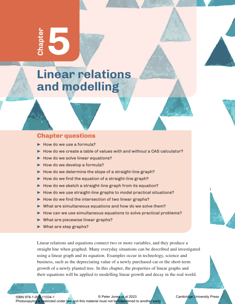 Chapter 5: Linear Relations and Modelling - Textbook