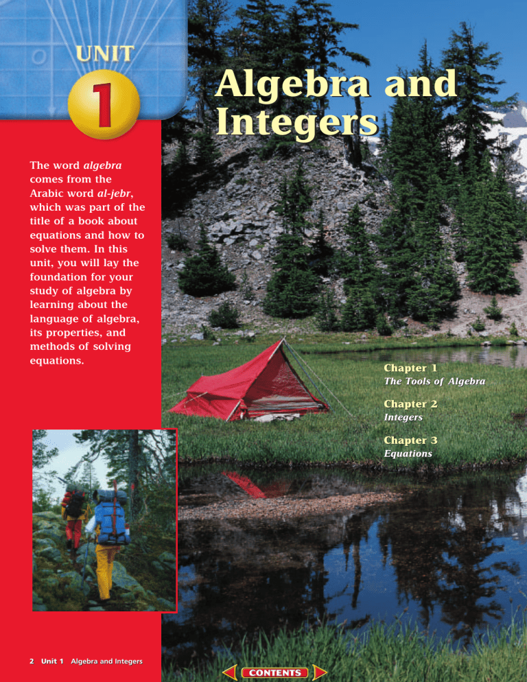 Unit 1: Algebra and Integers Textbook