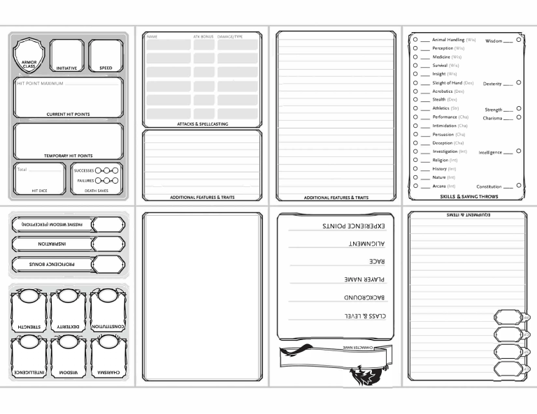 Dungeons & Dragons Character Sheet Template