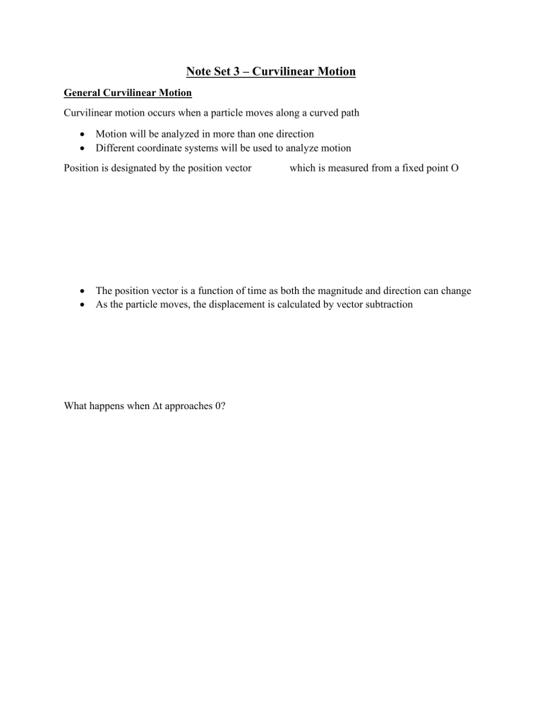 Note Set 3: Curvilinear Motion