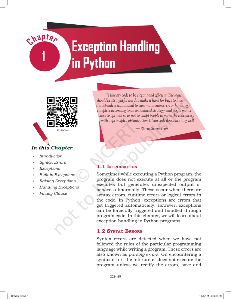 Exception Handling in Python - Textbook Chapter