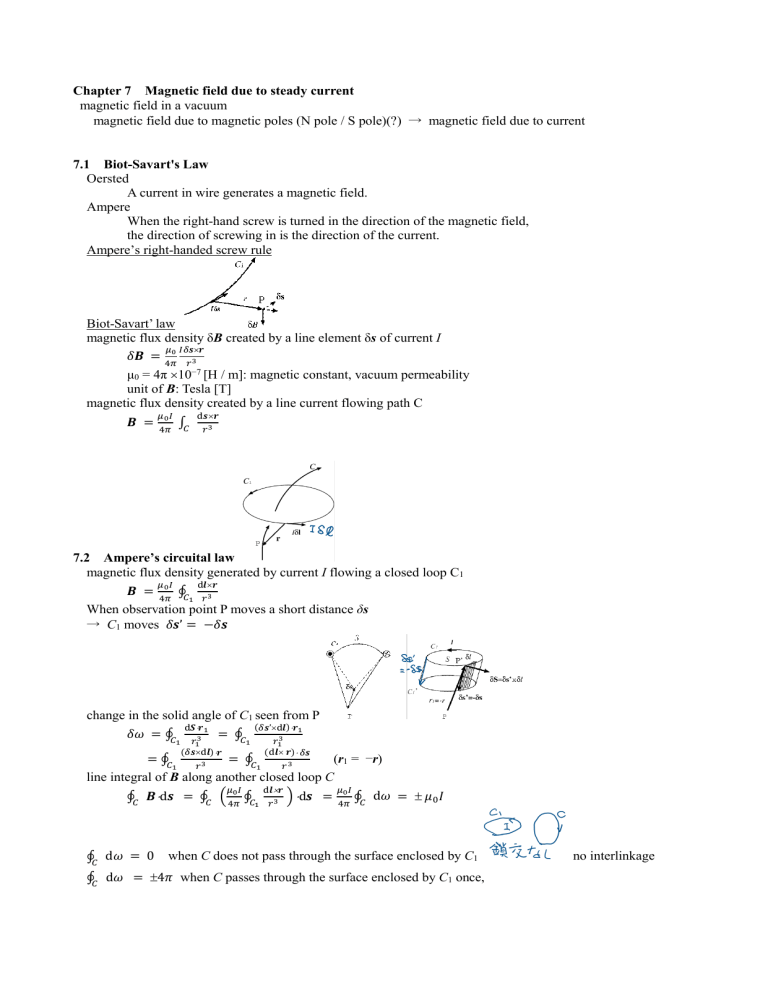 Chapter 7: Magnetic Field Due to Steady Current