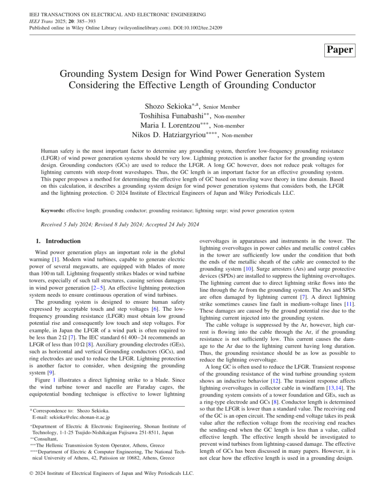 Grounding System Design for Wind Power: Effective Conductor Length