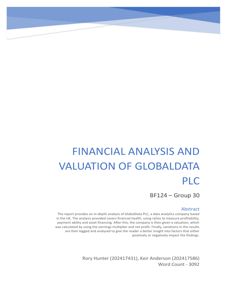 Financial Analysis and Valuation of GlobalData PLC