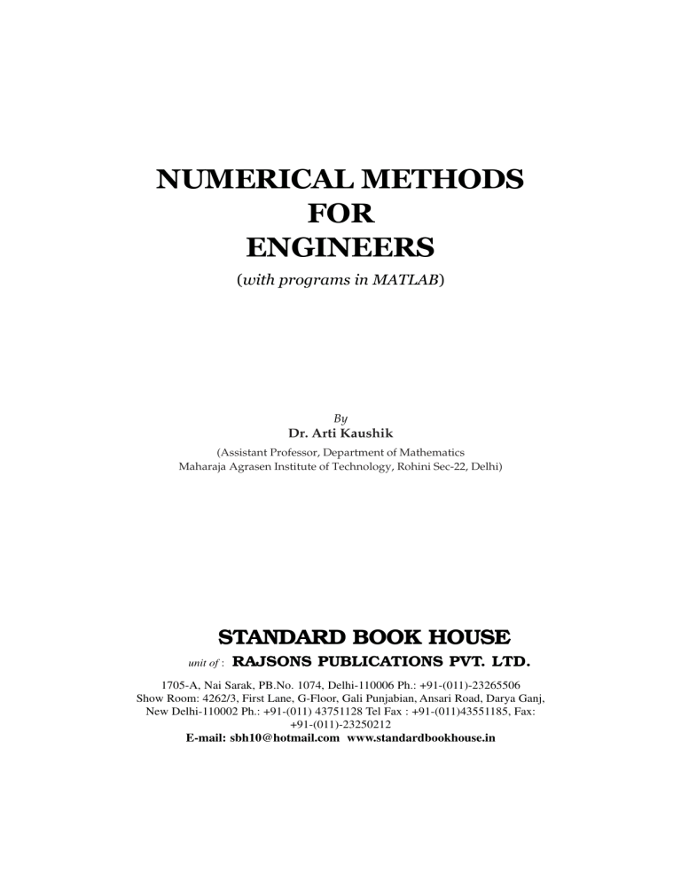 Numerical Methods for Engineers with MATLAB Programs