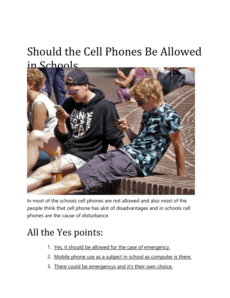 Should Cell Phones Be Allowed in Schools?