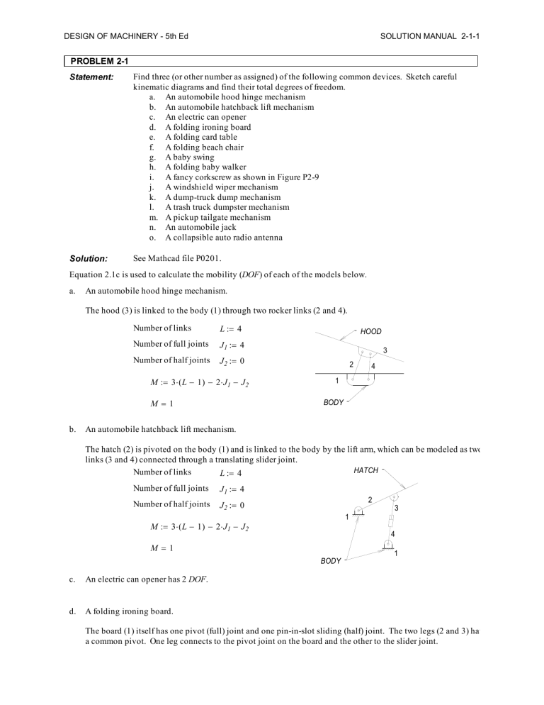 Design of Machinery 5th Ed Solution Manual Problem 2-1