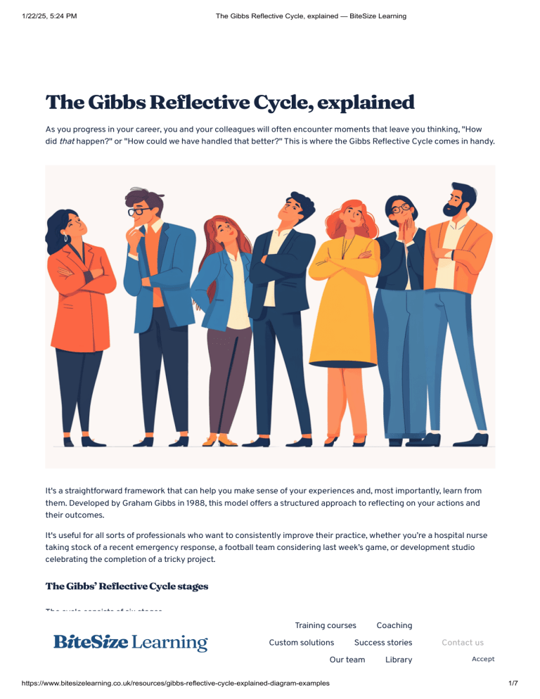 Gibbs Reflective Cycle Explained - BiteSize Learning