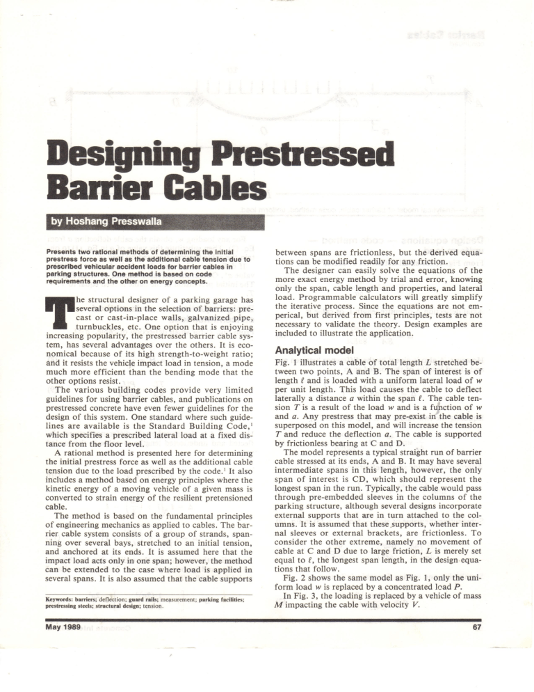 Designing Prestressed Barrier Cables for Parking Structures