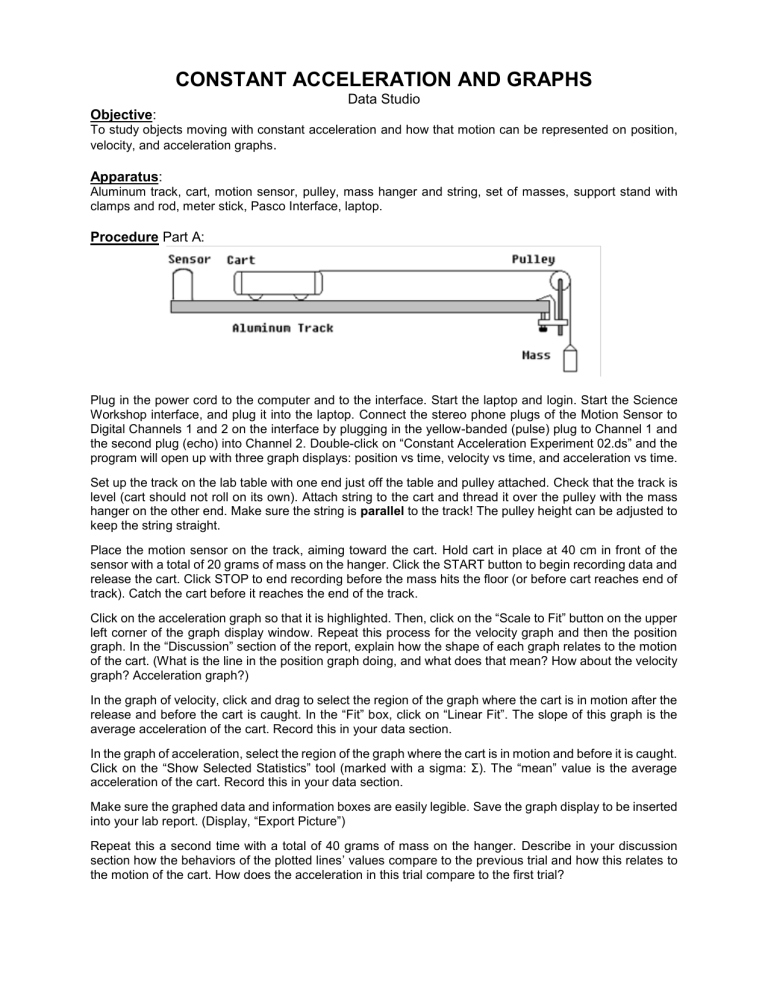 Constant Acceleration and Graphs Experiment