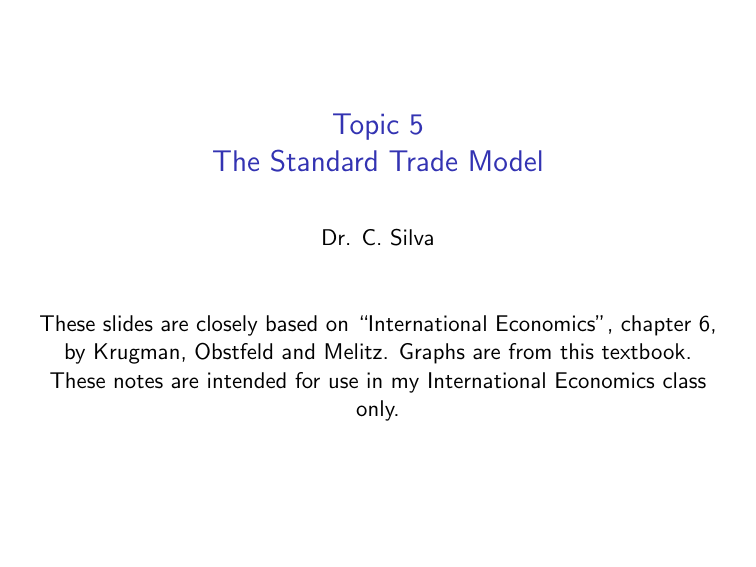 Standard Trade Model Lecture Slides