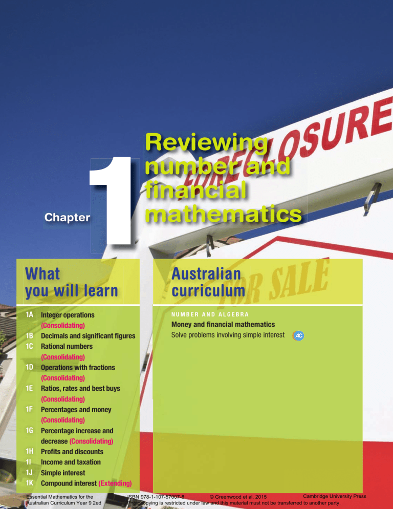 Year 9 Math: Reviewing Number and Financial Mathematics