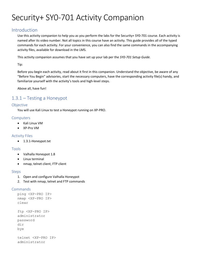 Security+ SY0-701 Activity Companion: Lab Guide