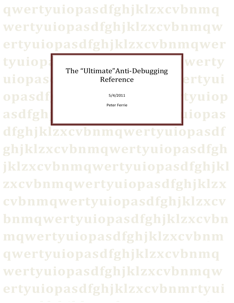 Ultimate Anti-Debugging Reference Guide