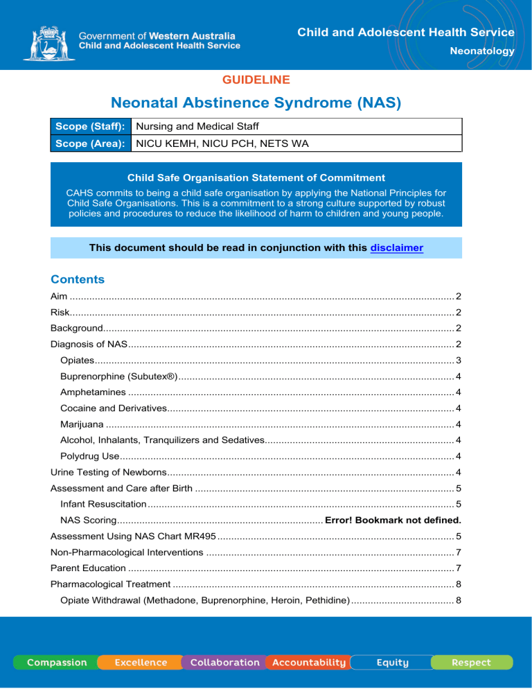 Neonatal Abstinence Syndrome (NAS) Guideline