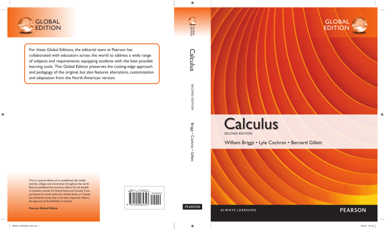 Calculus 2nd Edition Global Edition Textbook
