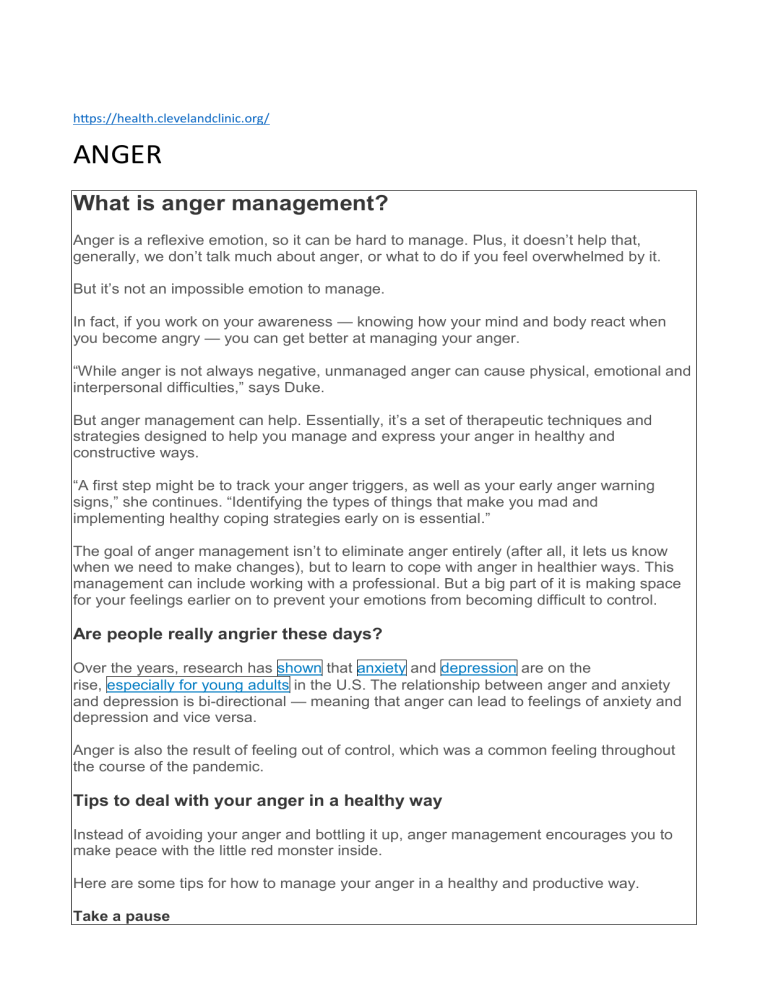 Anger Management: Tips to Deal with Anger Healthily