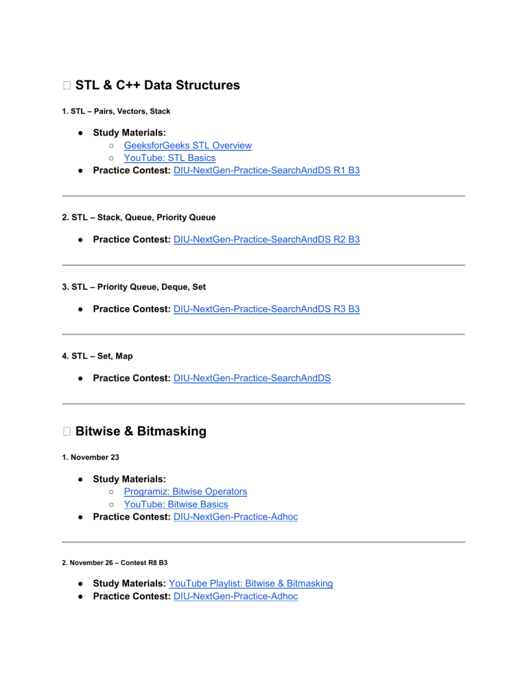 STL & C++ Data Structures Course Outline