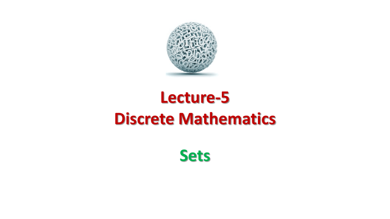 Lecture 5: Sets in Discrete Mathematics