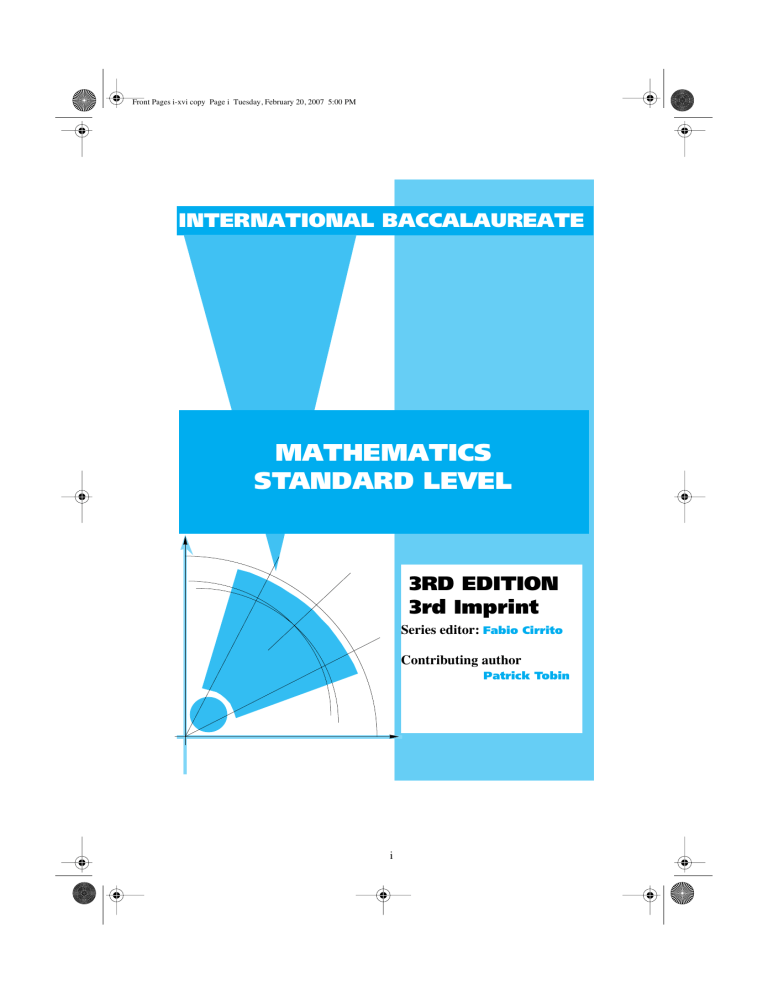 IB Mathematics Standard Level 3rd Edition Textbook