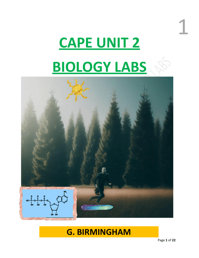 CAPE Unit 2 Biology Labs: Experiments & Procedures