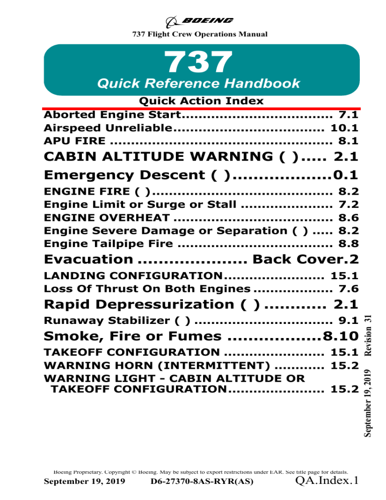 737 Quick Reference Handbook - Flight Crew Operations