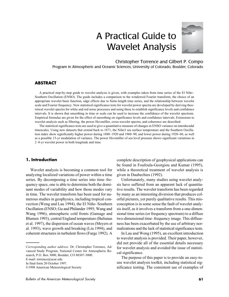 Practical Guide to Wavelet Analysis: ENSO Examples & Significance Tests