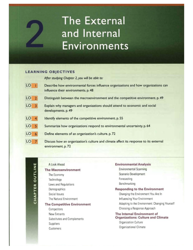Chapter 2: The External and Internal Environments