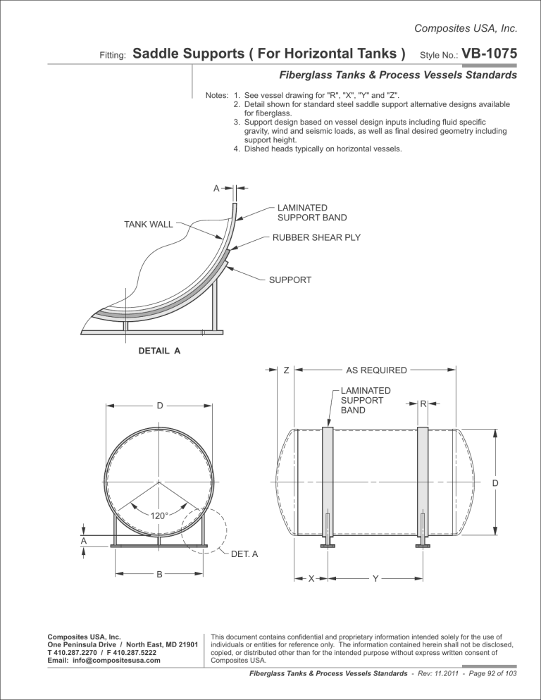 Saddle Supports for Horizontal Fiberglass Tanks - VB-1075