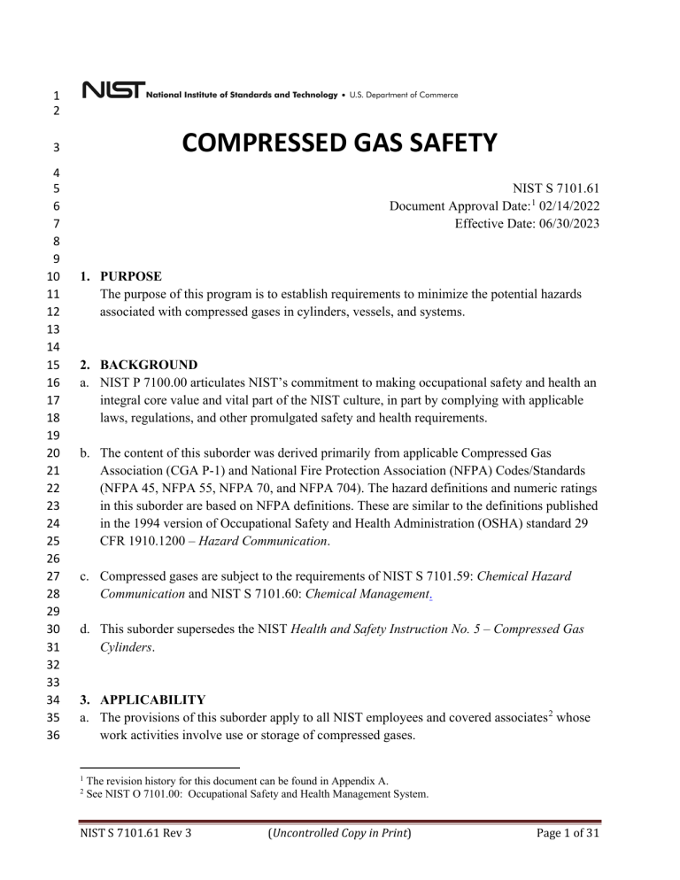 NIST Compressed Gas Safety Program