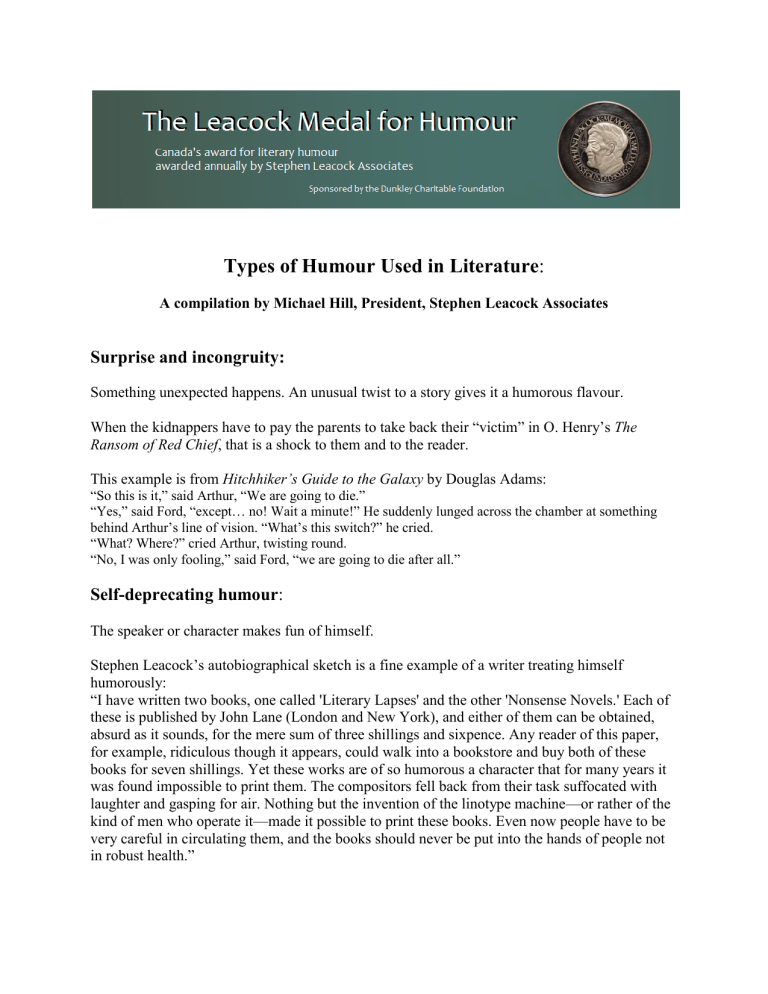 Types of Humour Used in Literature